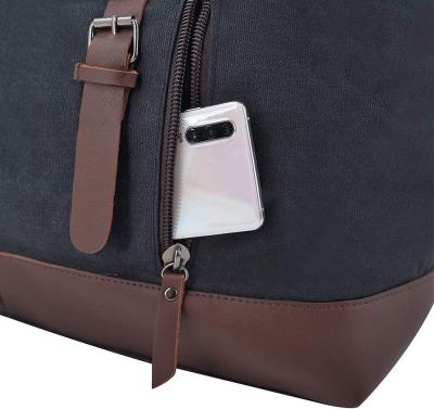 Cina Grandi Capacità Borsa da viaggio cuoio nero tela spalla crossbody fine settimana in vendita