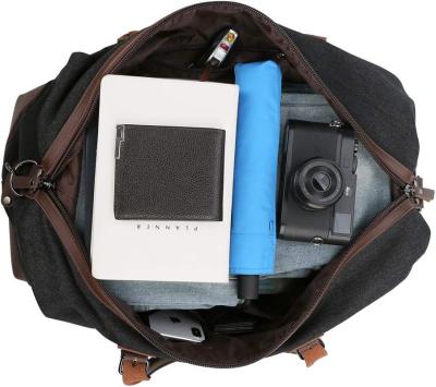 Cina Grandi Capacità Borsa da viaggio cuoio nero tela spalla crossbody fine settimana in vendita