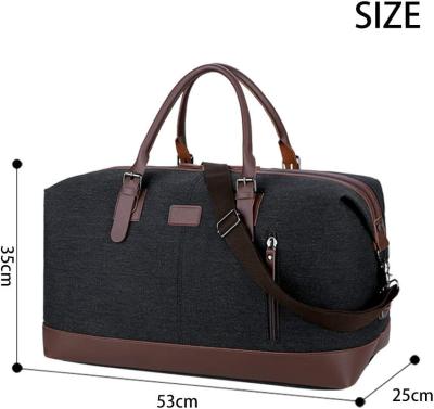 Cina Grandi Capacità Borsa da viaggio cuoio nero tela spalla crossbody fine settimana in vendita
