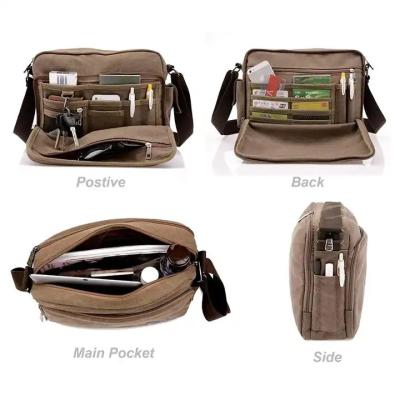 China Portable Canvas Offset Print Crossbody Messenger Bag Women'S 13.8 X 4 X 10.8 Inches for sale