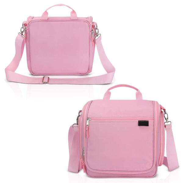 Hanging Compact Travel Toiletry Bag Camping Carry On Pink 10X4X10 Inch