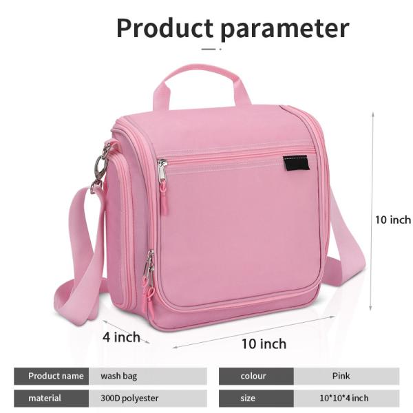 Hanging Compact Travel Toiletry Bag Camping Carry On Pink 10X4X10 Inch