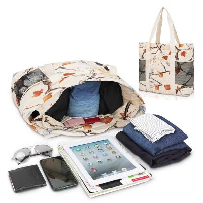 China Grid Eco Friendly Grocery Shopping Bags Handbag Reusable Multi Pockets 44x13x38cm for sale