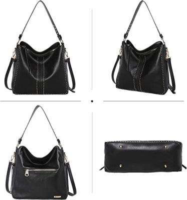 Cina Borsa da shopping leggera in pelle finta nera riutilizzabile nascosto 13x5x12