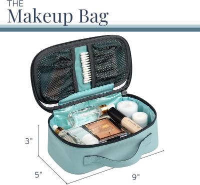 Cina Accessoio ultraleggero organizzatore appeso sacchetto trucco in teal polveroso borsa da viaggio personalizzata con porta spazzole in vendita