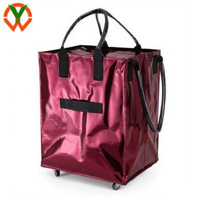 China Large Reusable Shopping Bag On Wheels Rolling Tote Lightweight Grocery Bag With Handles for sale