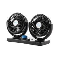 China Double Head 10W Oscillating 12V Car Fan 4 Inch Two Speed Adjustable DC Auto Cooling Fan for sale