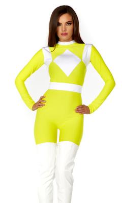 China Yellow White Spandex Dynamic Sexy Superhero Costume with Size S to XXL Available for sale