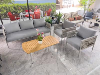 Cina Tessuto impermeabile UV resistente 45D Densità di cotone Rattan Mobili da giardino Set da pranzo in vendita