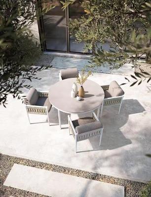Cina Tessuto impermeabile UV resistente 45D Densità di cotone Rattan Mobili da giardino Set da pranzo in vendita