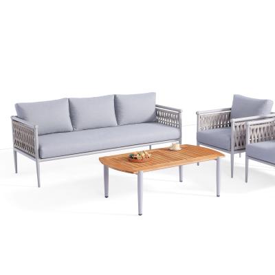 Cina Tessuto impermeabile UV resistente 45D Densità di cotone Rattan Mobili da giardino Set da pranzo in vendita