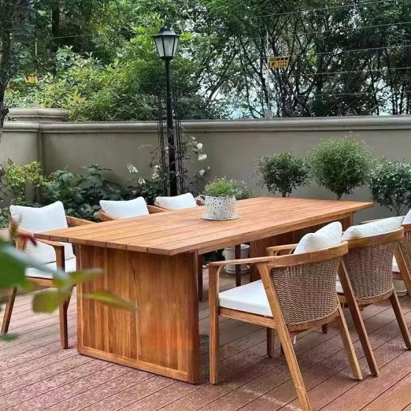 Quality 2024 New Design Teak Wood Table With Wicker Chairs Set for sale