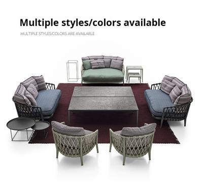 Cina Poltroncino di cotone da bambola morbida stile moderno giardino corda di rotino divano set per balcone patio in vendita