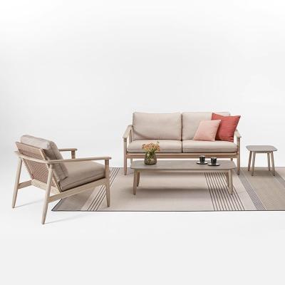 China Waterproof Polyester Fabric Outdoor Sofa Set Teak Wood Outdoor Couch for sale