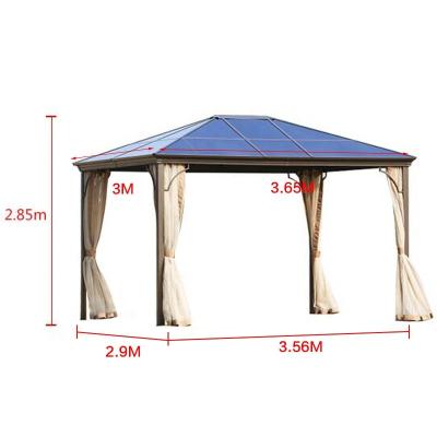 中国 アルミフレーム 屋外パティオ ガイゼボ 屋根裏テント 3.65*3m 休憩用 販売のため