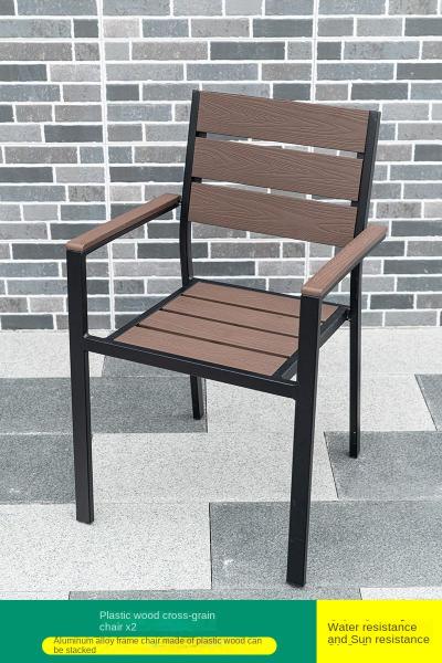 Quality Contemporary Plastic Wood Table Top Metal Aluminum Dining Set for 4 Seats for sale
