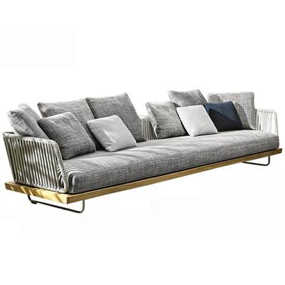 China Modern nieuw ontwerp PL lint geweven aluminium frame hotel villa bank en tafel set Te koop