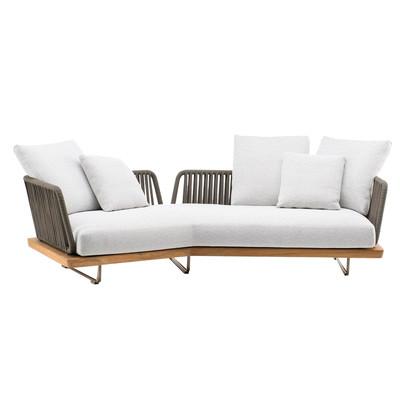 China Modern nieuw ontwerp PL lint geweven aluminium frame hotel villa bank en tafel set Te koop