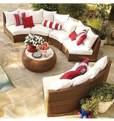 China Populaire Modern Garden Hotel Courtyard PE Rattan Curved Diameter 3M Sofa Set Te koop