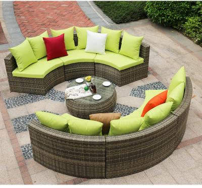 China Populaire Modern Garden Hotel Courtyard PE Rattan Curved Diameter 3M Sofa Set Te koop