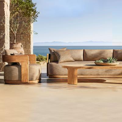 China High End Nordic Garden Rust-proof Teak Sofa Set For Outdoor Villa Resort Furniture for sale