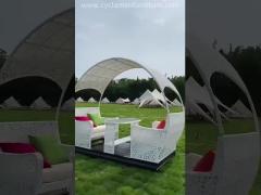 Luxe vierpersoons Wicker Schommelstoel Patio Meubels Met Metalen Frame