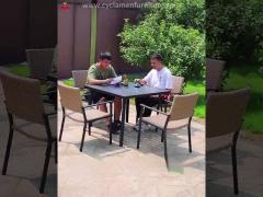 Aluminium Frame Terrace Furniture Waterproof Rattan Chair Set For Outdoor Dining Room