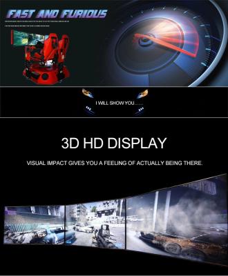 Cina 3 video macchine del simulatore del videogioco di guida dello schermo, parco di divertimenti F1 che corre la macchina della galleria del simulatore in vendita