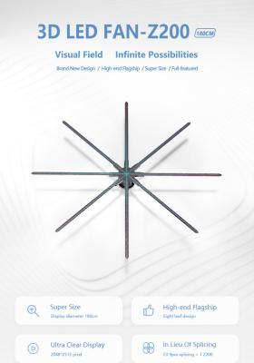 Cina Ventilatore ologramma LED di dimensioni enormi Ventilatore LED 3D impermeabile per esterni 150 cm / 180 cm in vendita