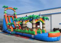 China Palm Tree Bouncy Castle Water Slide Practical Workmanship Long Durability for sale