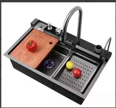 Китай Многофункциональная нано-мойка для кухни из нержавеющей стали цвета пушечной бронзы со съемным краном продается