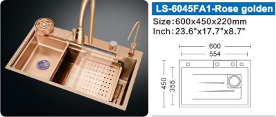 Китай Подмонт двойной нержавеющей стали SUS304 раковина розовый золотой цифровой дисплей продается