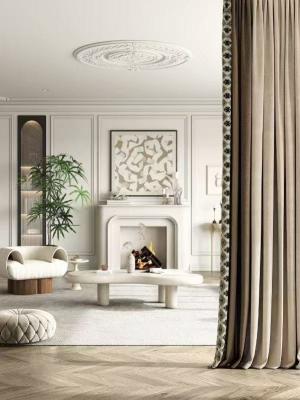 Cina Tende a mantovana in poliestere a doppio strato su misura pronte per il soggiorno in vendita