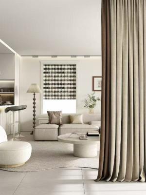 Cina Tende a mantovana in poliestere a doppio strato su misura pronte per il soggiorno in vendita