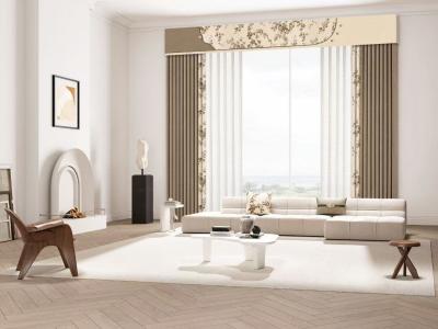 Cina Tende a mantovana in poliestere a doppio strato su misura pronte per il soggiorno in vendita