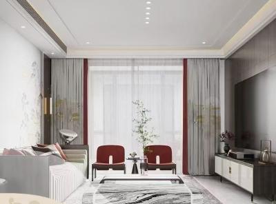 Cina Tende a mantovana in poliestere a doppio strato su misura pronte per il soggiorno in vendita