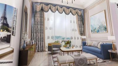 Cina Tende a mantovana in poliestere a doppio strato su misura pronte per il soggiorno in vendita