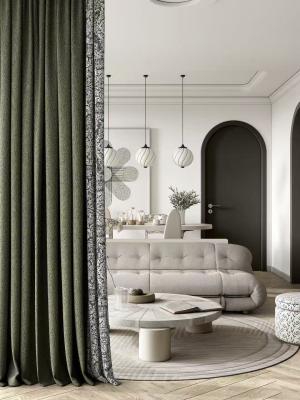 Cina Tende a mantovana in poliestere a doppio strato su misura pronte per il soggiorno in vendita