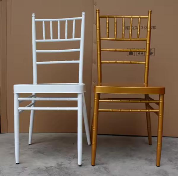 Quality Cushioned Modern Hotel Furniture White Gold Chiavari Chair For Wedding Event Banquet for sale