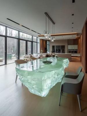 China Hot Sale Luminous Tables Restaurant New Type Furniture Square Ice Crack Onyx Luminous Coffee Table Tea Table for Bar Pub Restaurant 48'' 1200mm Back Lighted Translucent Furniture for sale