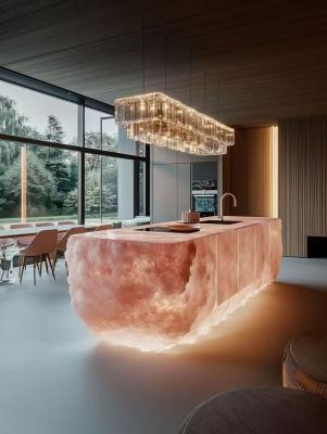 China Hot Sale Luminous Tables Restaurant New Type Furniture Square Ice Crack Onyx Luminous Coffee Table Tea Table for Bar Pub Restaurant 48'' 1200mm Back Lighted Translucent Furniture for sale