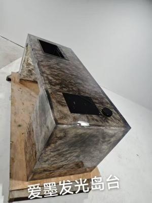 China Hot Sale Luminous Tables Restaurant New Type Furniture Square Ice Crack Onyx Luminous Coffee Table Tea Table for Bar Pub Restaurant 48'' 1200mm Back Lighted Translucent Furniture for sale