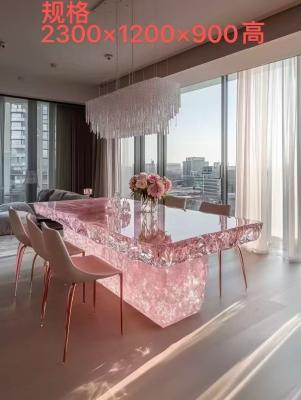 China Hot Sale Luminous Tables Restaurant New Type Furniture Square Ice Crack Onyx Luminous Coffee Table Tea Table for Bar Pub Restaurant 48'' 1200mm Back Lighted Translucent Furniture for sale