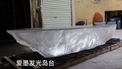 China Hot Sale Luminous Tables Restaurant New Type Furniture Square Ice Crack Onyx Luminous Coffee Table Tea Table for Bar Pub Restaurant 48'' 1200mm Back Lighted Translucent Furniture for sale