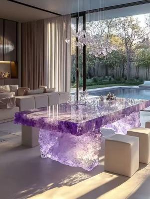 China Hot Sale Luminous Tables Restaurant New Type Furniture Square Ice Crack Onyx Luminous Coffee Table Tea Table for Bar Pub Restaurant 48'' 1200mm Back Lighted Translucent Furniture for sale