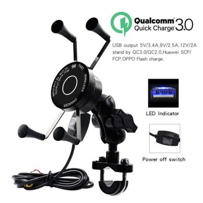 Cina 3 in 1 supporto senza fili del caricatore del motociclo, presa del telefono del motociclo del FCC 5V 1.5A in vendita
