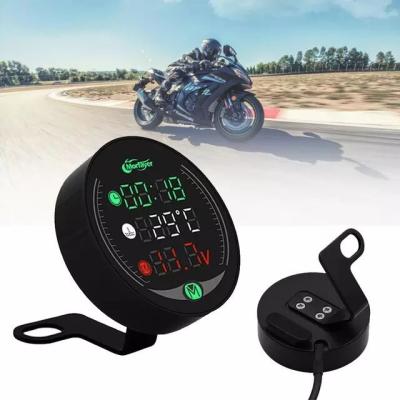 China Exposição Multifunction por atacado para o medidor da motocicleta do voltímetro digital do diodo emissor de luz da temperatura do tempo à venda