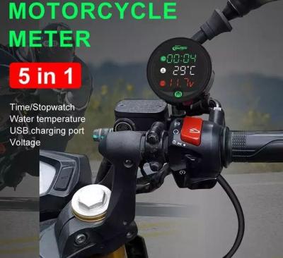 China Exposição Multifunction por atacado para o medidor da motocicleta do voltímetro digital do diodo emissor de luz da temperatura do tempo à venda