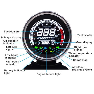 China De zwarte 12V-Maat van de Motorbrandstof, LCD Universele Motorfietscluster Te koop