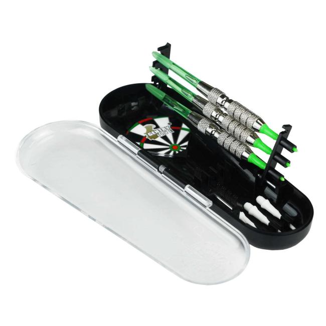 Close-up view of Gentry Live darts with soft tips